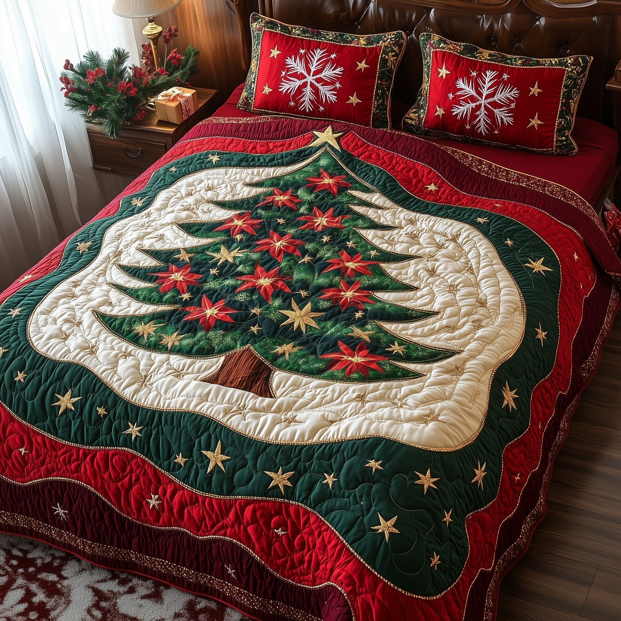Festive Evergreen 3-Piece Quilted Bedding Set GFTOTL5050 – Patchique Store