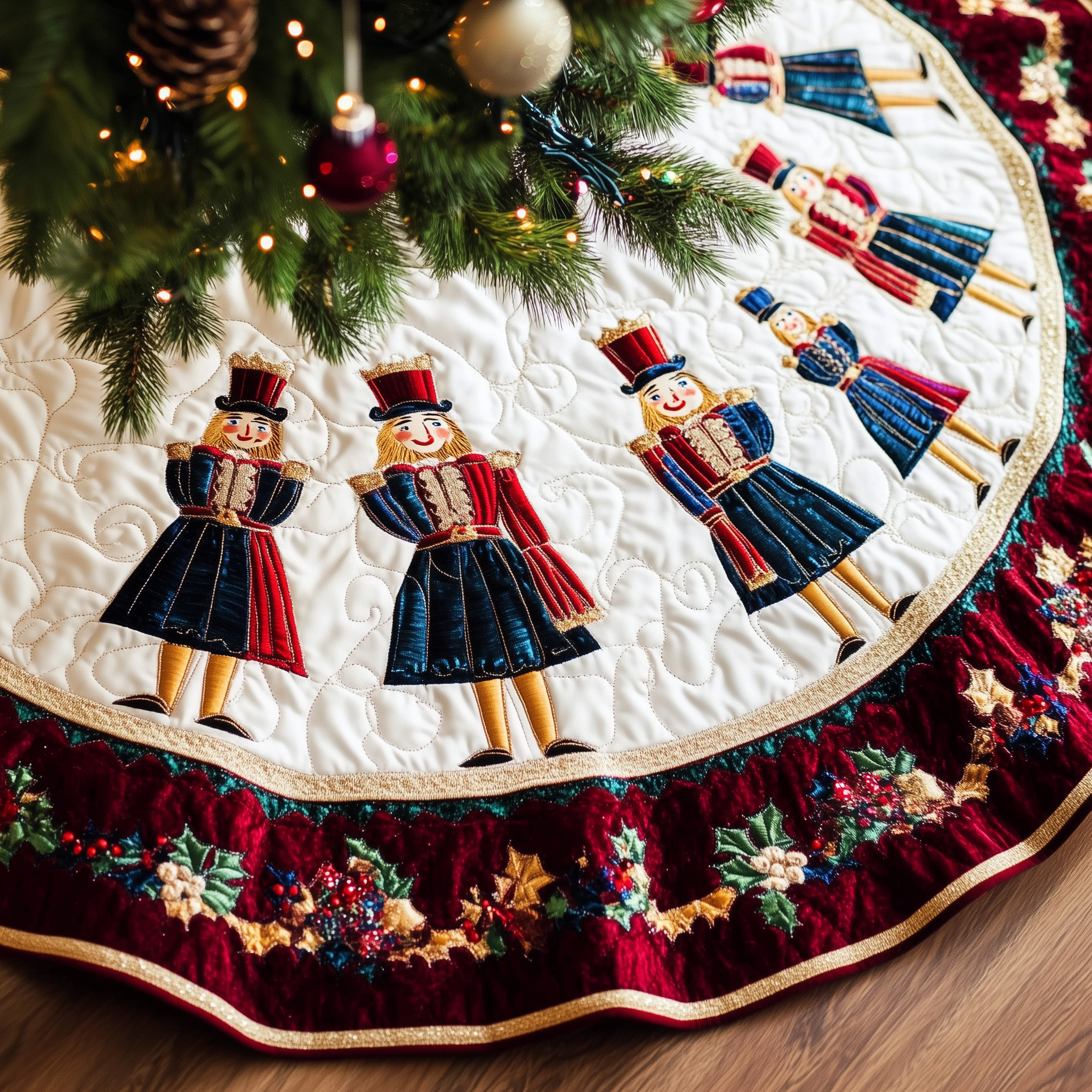 Burgundy Nutcrackers Quilted Tree Skirt GFTOTL686 – Patchique Store