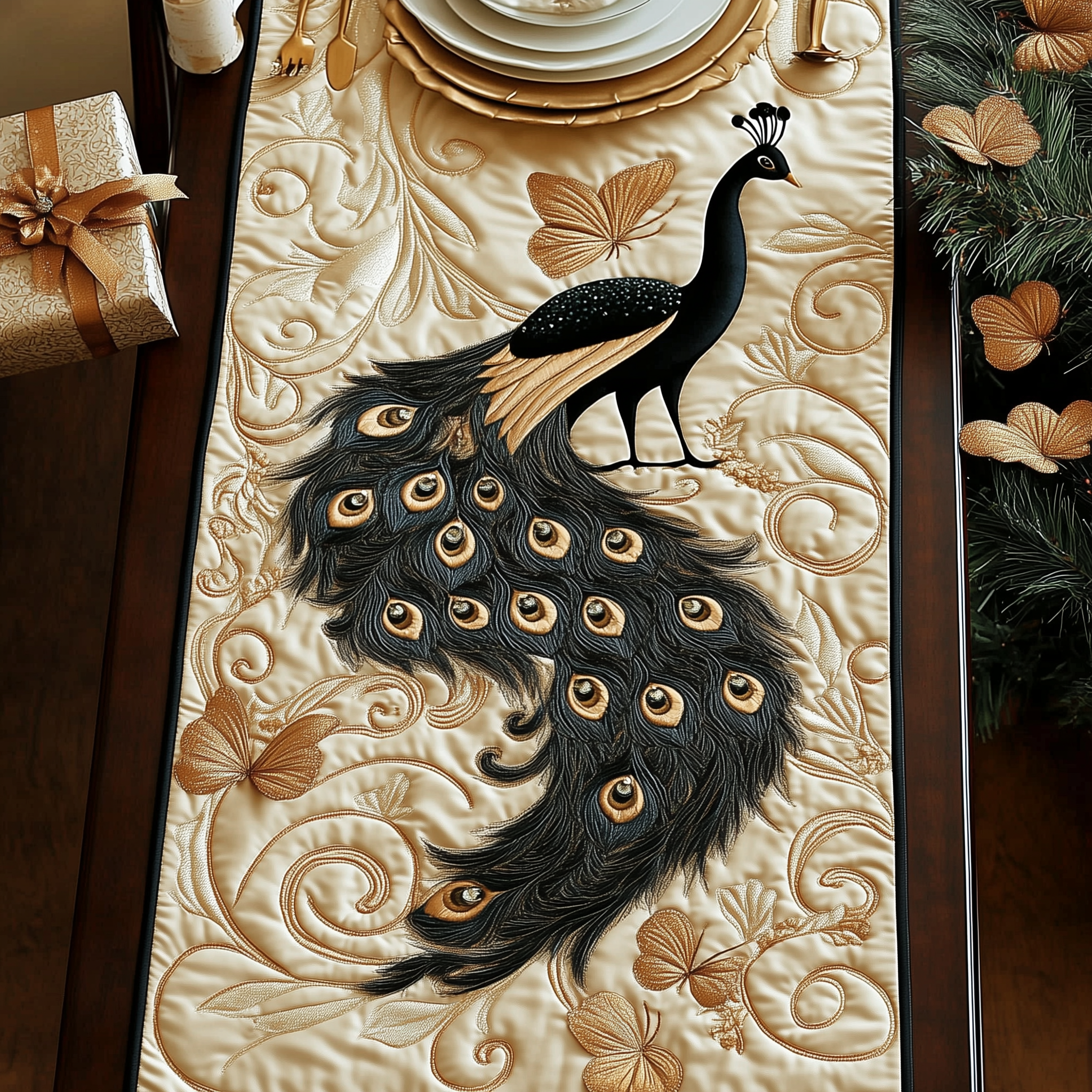 Royal Peacock Quilted Table Runner GFTOTL721 – Patchique Store