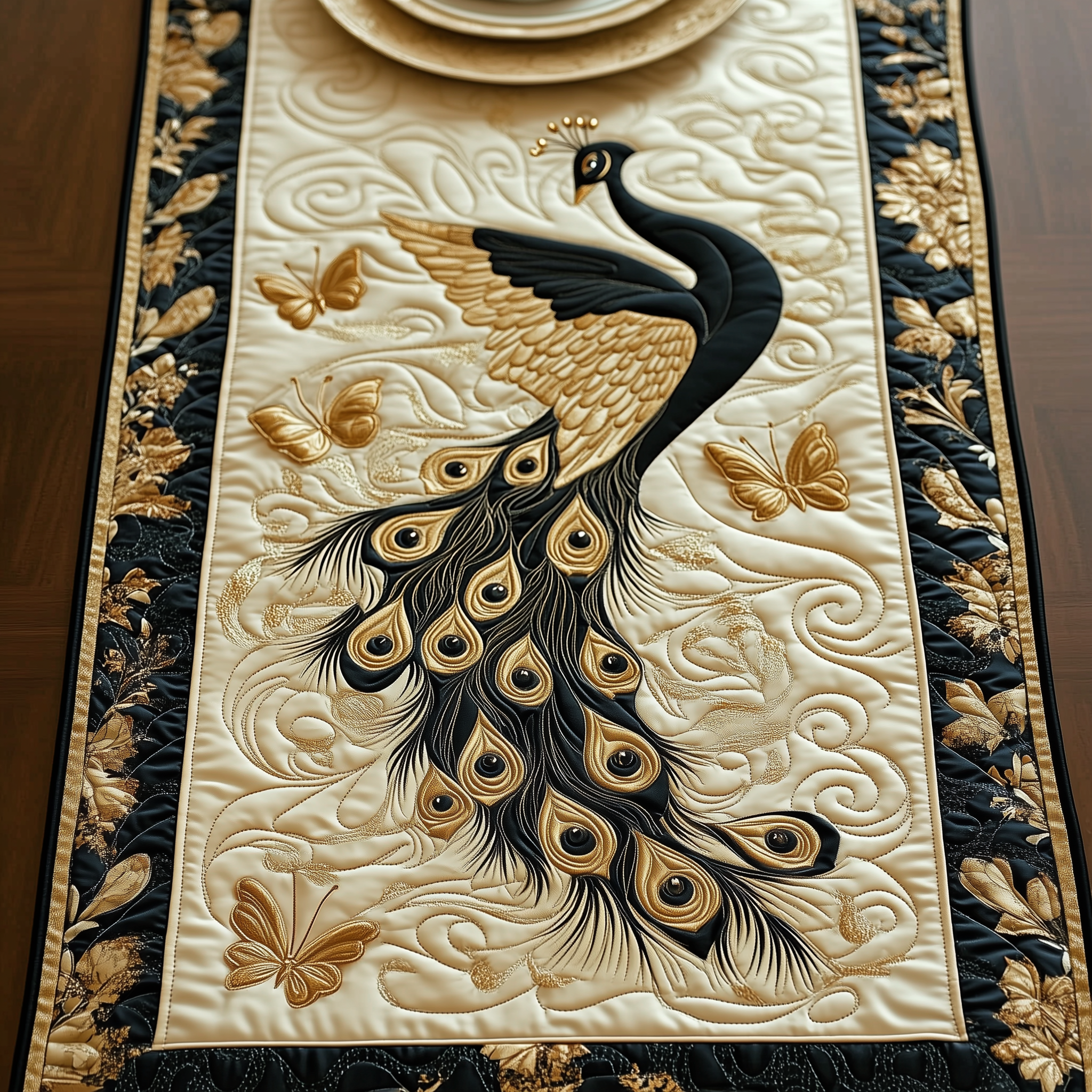 Royal Peacock Quilted Table Runner GFTOTL730 – Patchique Store