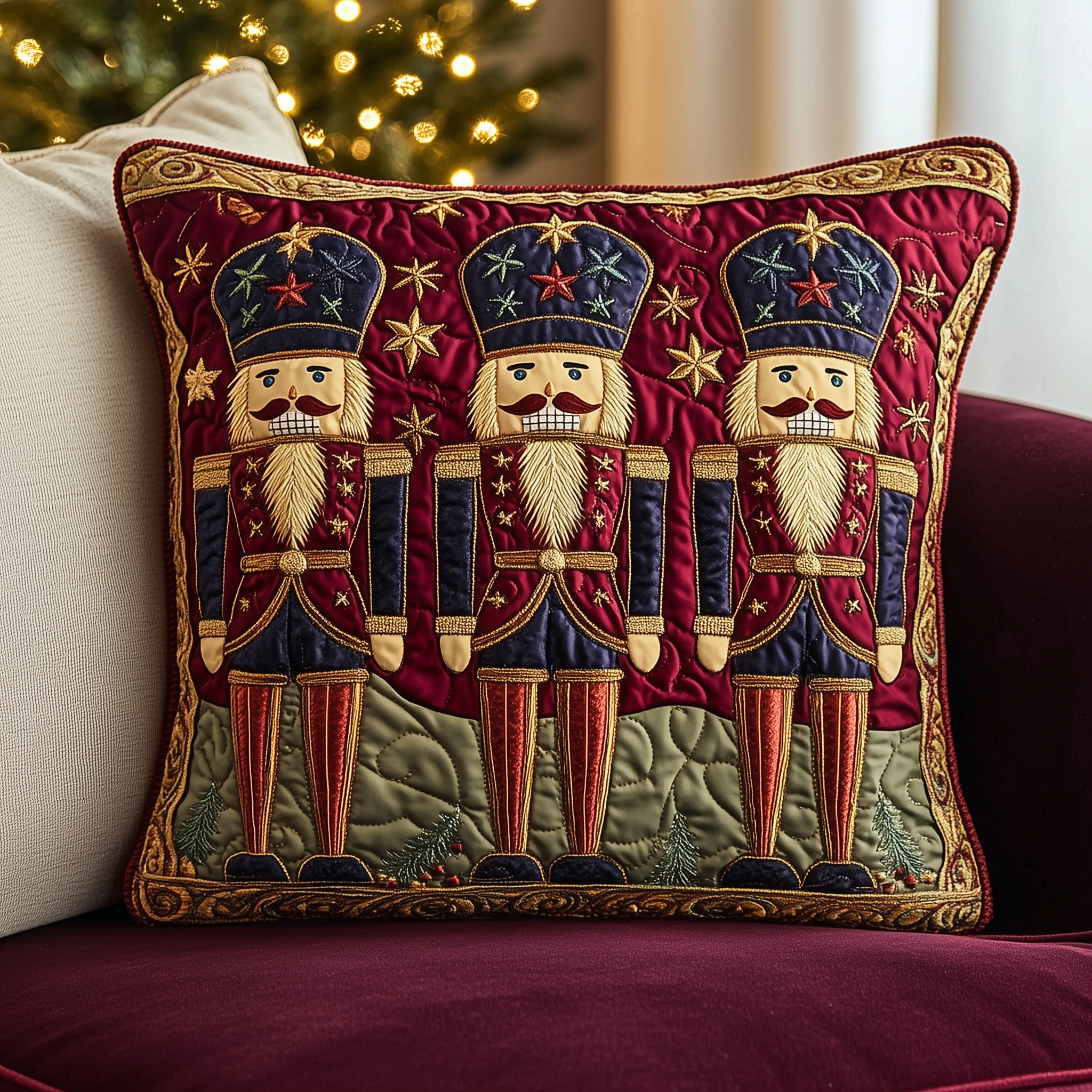 Burgundy Nutcracker Quilted Pillow Case GFTOTL741 – Patchique Store