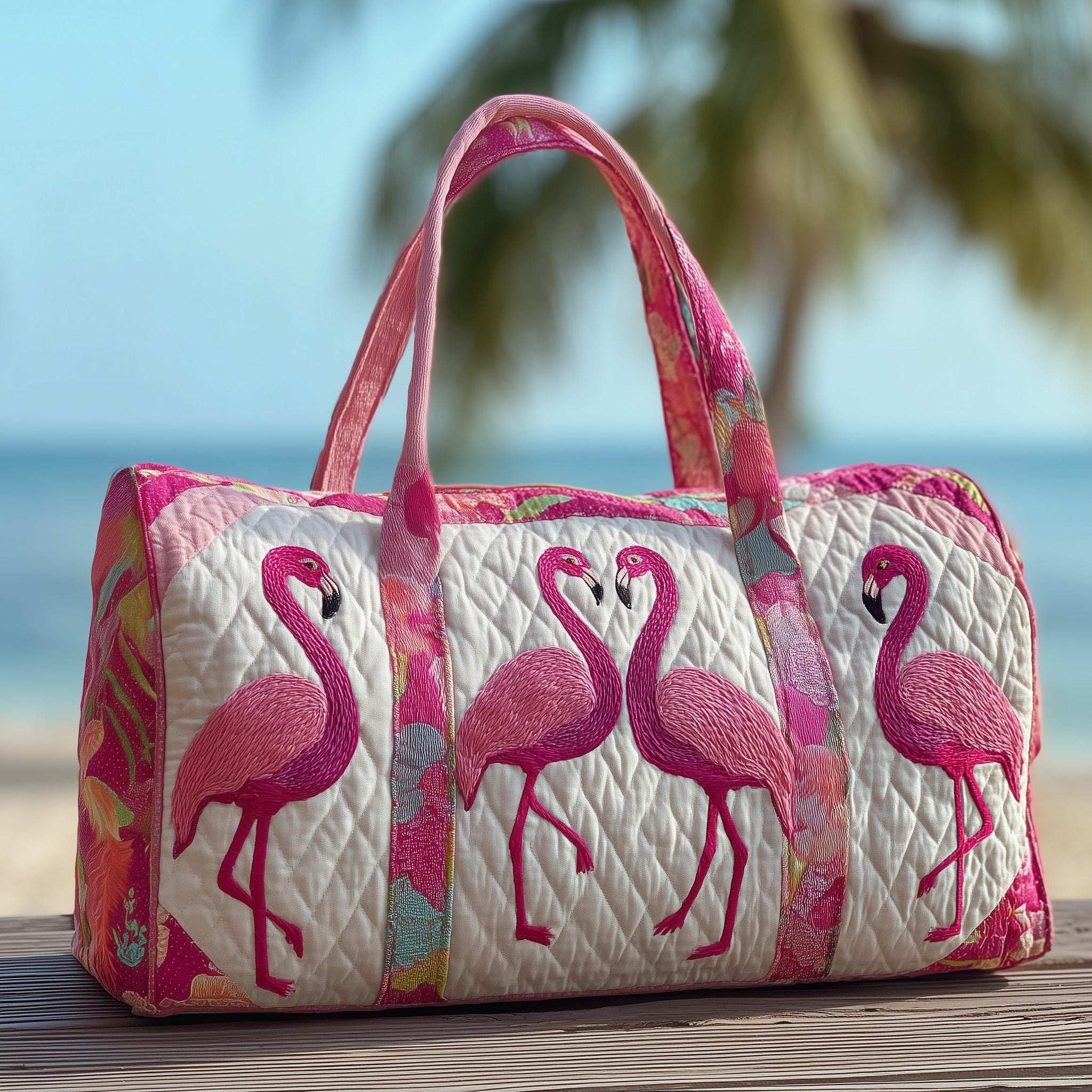 Flamingo Haven Quilted Duffle Bag GFTOTP10481 – Patchique Store