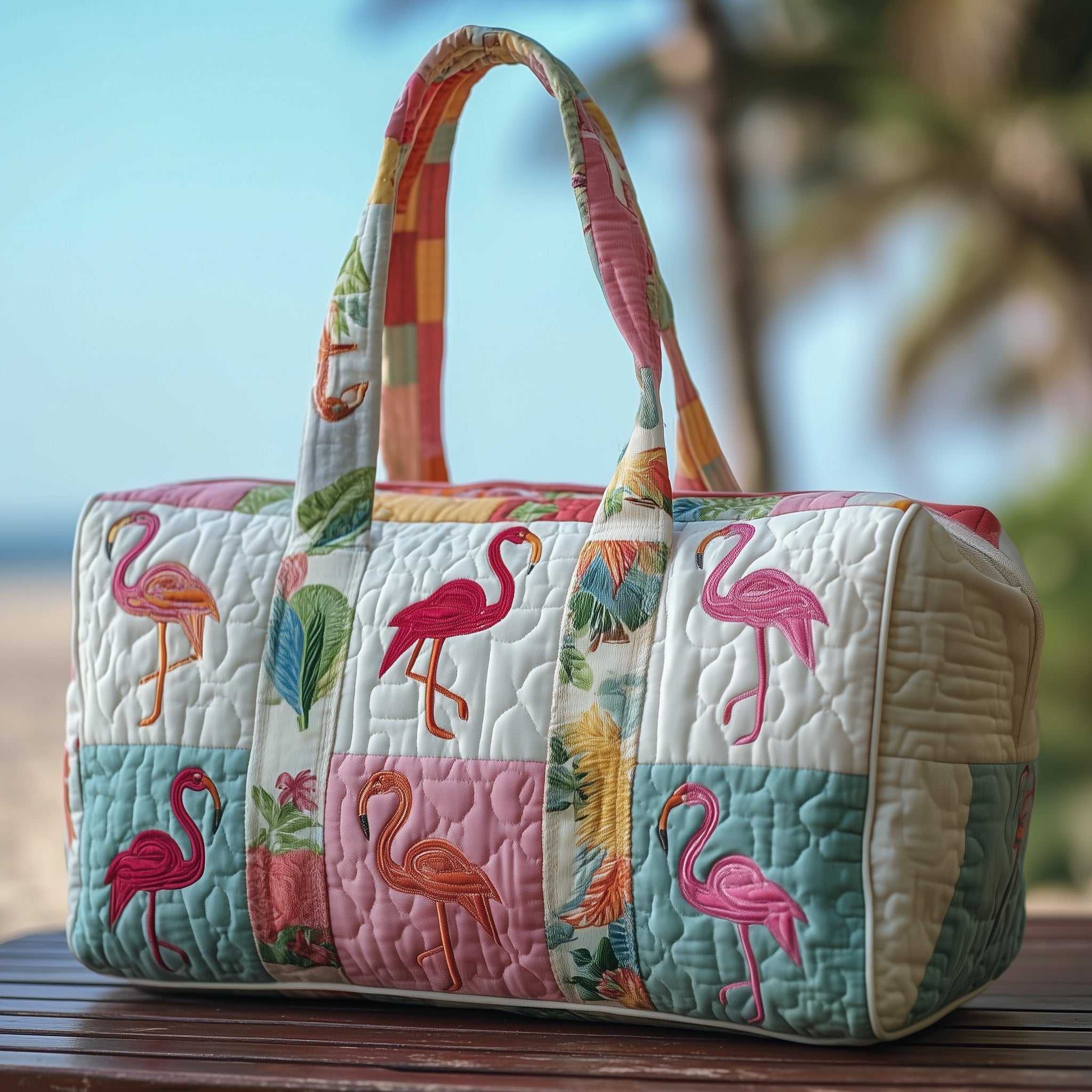 Flamingo Haven Quilted Duffle Bag GFTOTP10483 – Patchique Store