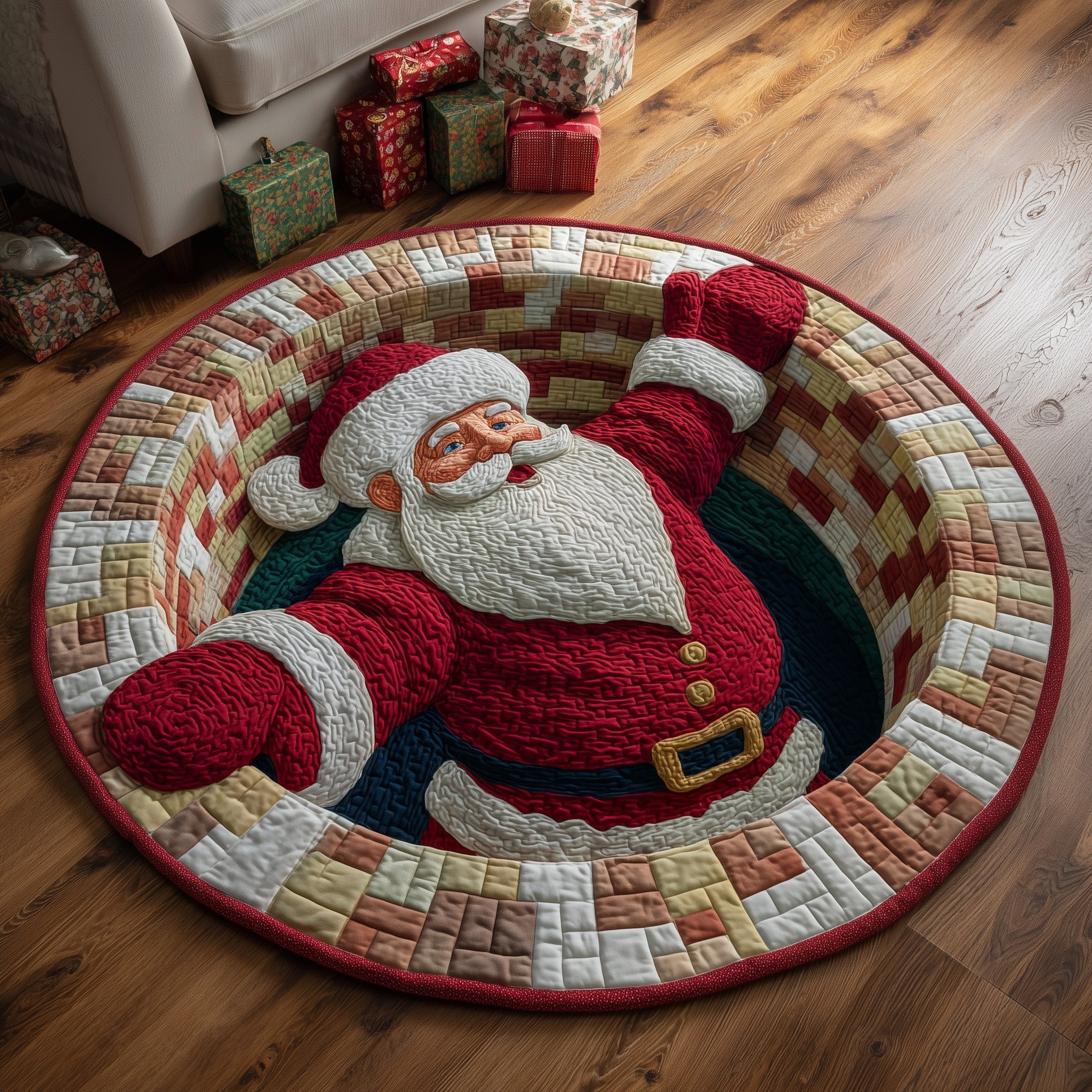 Holiday Santa Quilted Round Mat GFTOTP12331 – Patchique Store