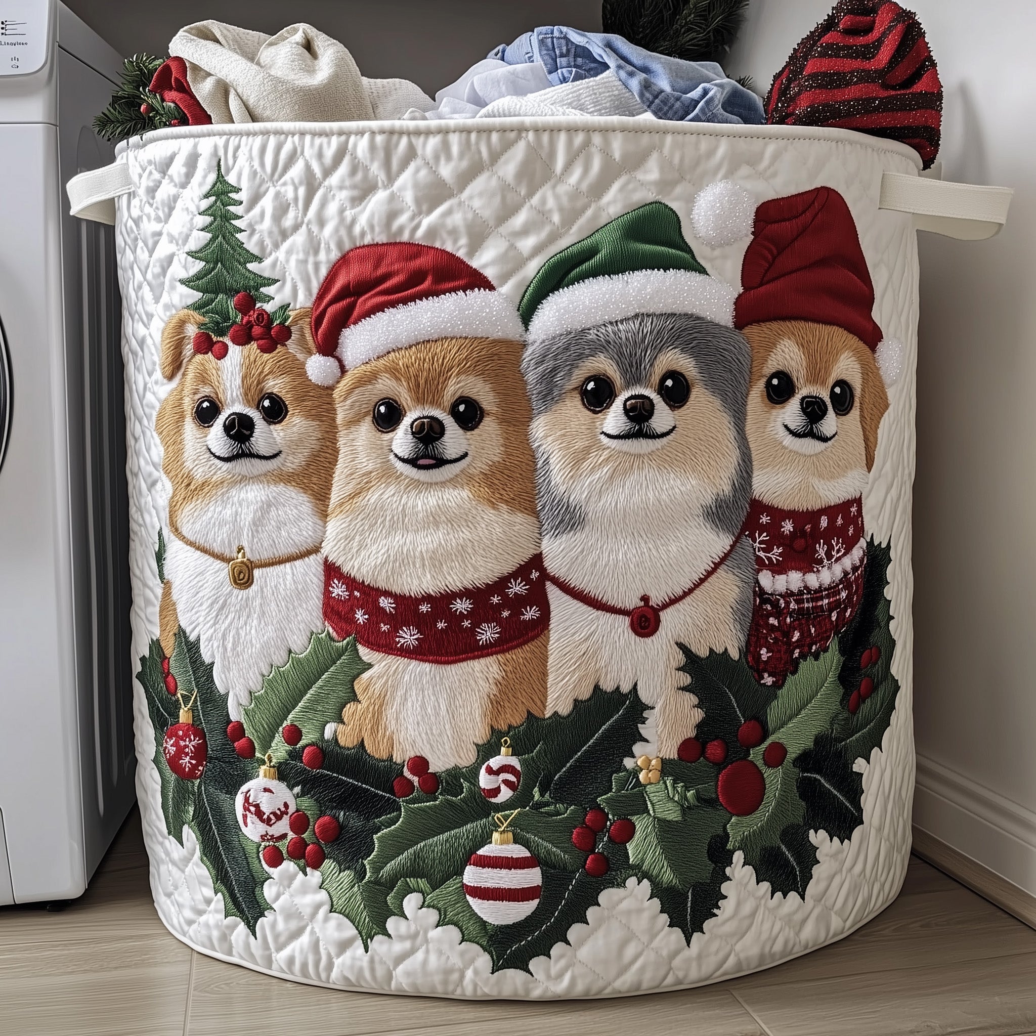 Jolly Pomeranian Quilted Laundry Basket GFTOTP13106 – Patchique Store