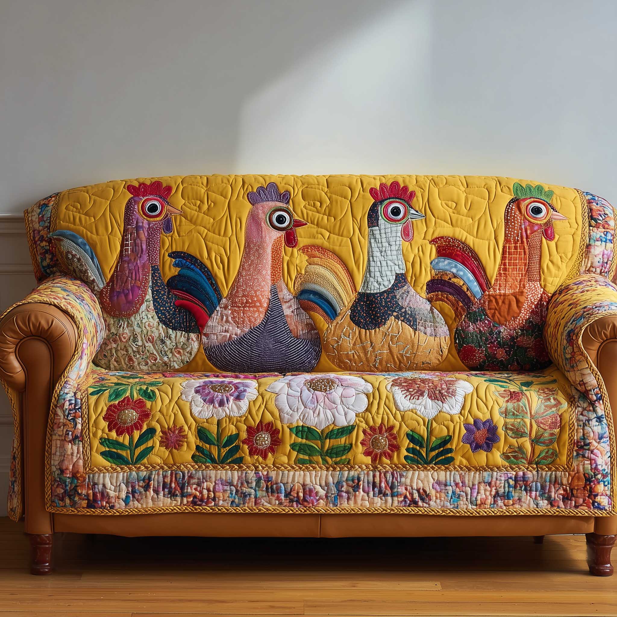 Funky Chicken Quilted Sofa Cover GFTOTP13893 – Patchique Store