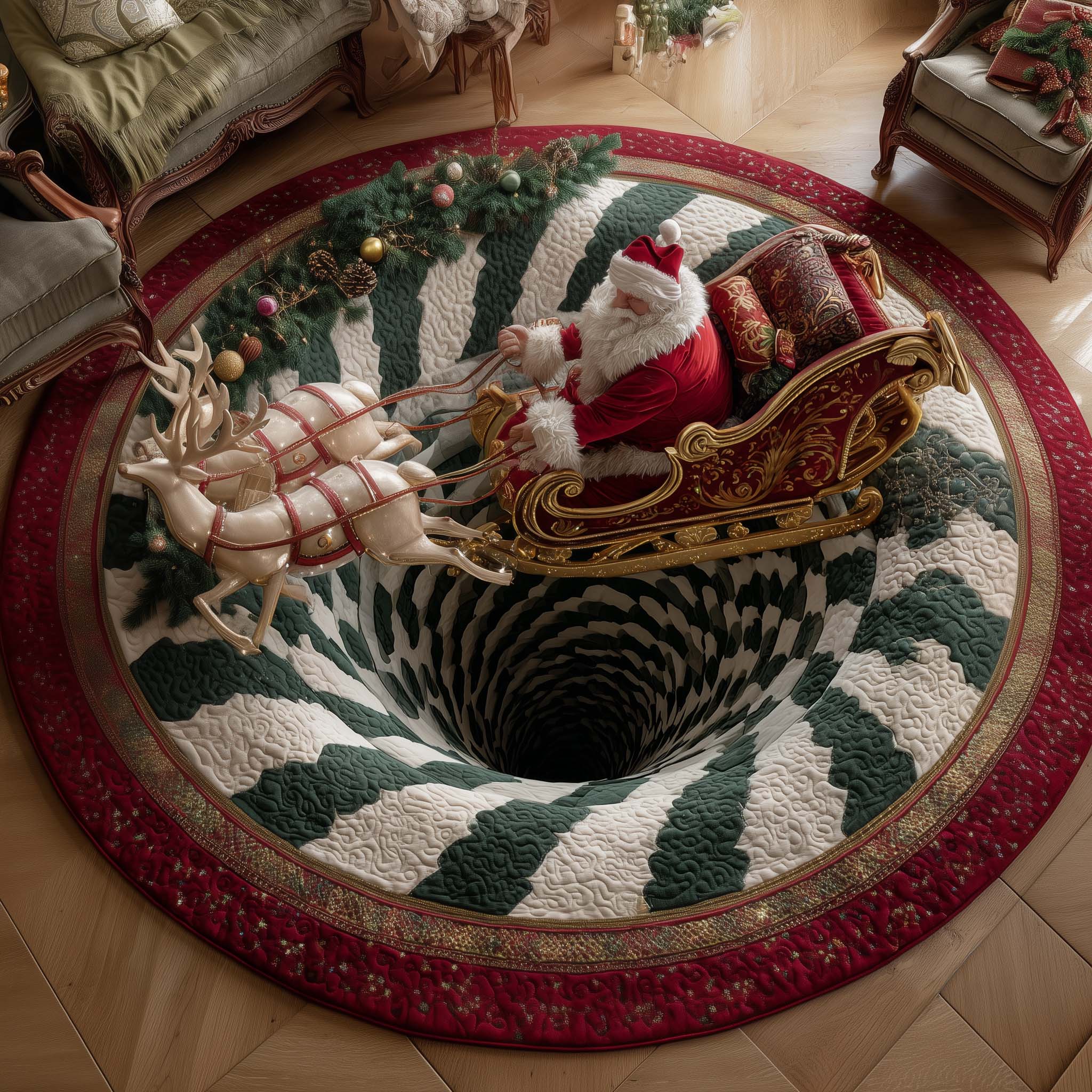 Santa Journey Quilted Round Mat GFTOTP14835 – Patchique Store
