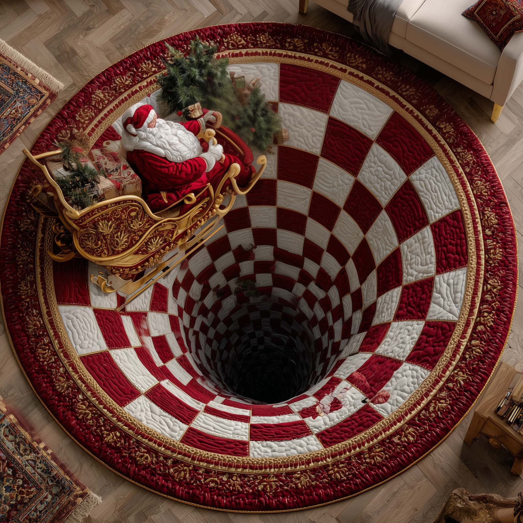 Santa Journey Quilted Round Mat GFTOTP14836 – Patchique Store