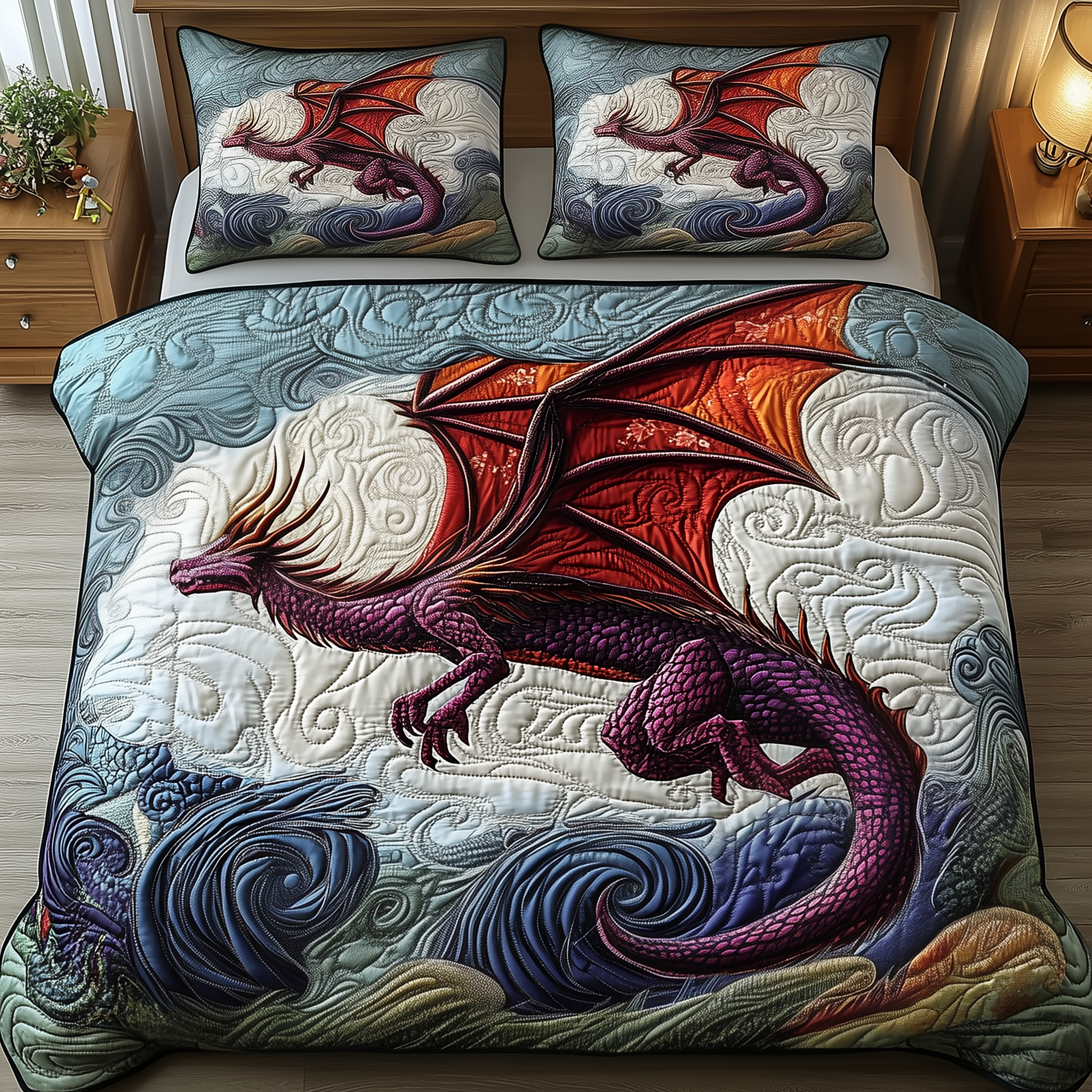 Majestic Dragon 3-Piece Quilted Bedding Set GFTOTP1572 – Patchique Store