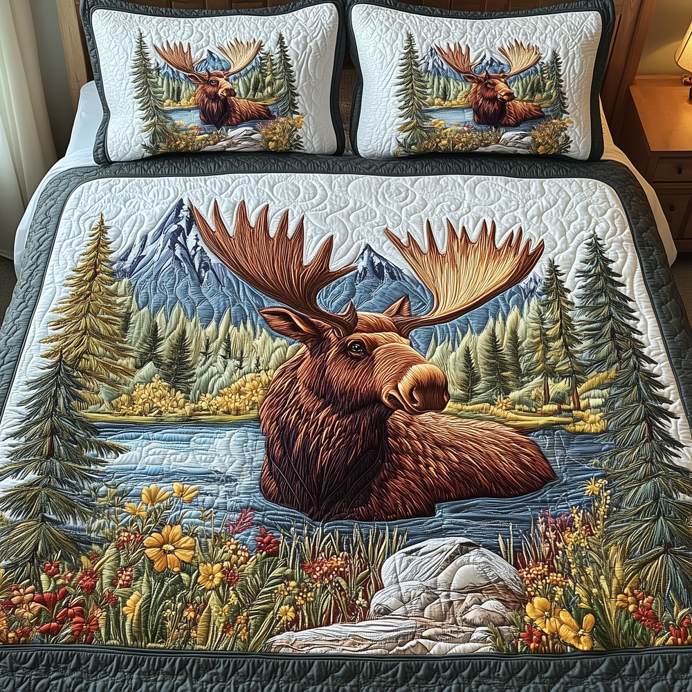 Forest Spirit Moose 3-Piece Quilted Bedding Set GFTOTP2923 – Patchique ...