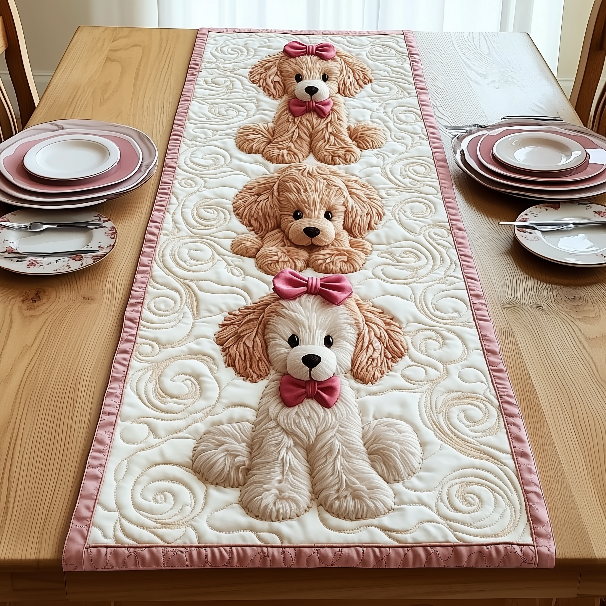 Pinky Adorable Poodle Quilted Table Runner GFTOTP523 – Patchique Store