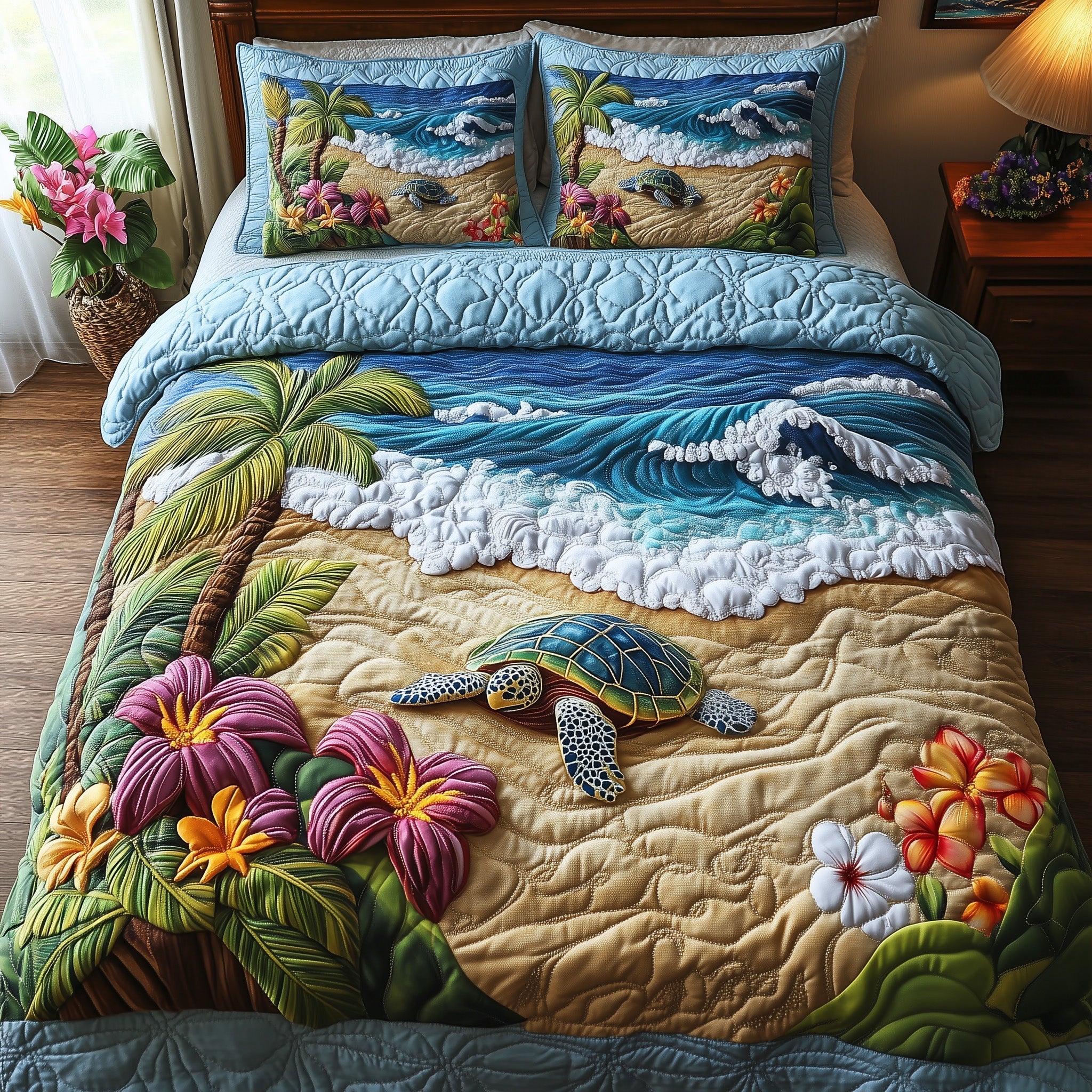 Sea Turtle Serenity 3-Piece Quilted Bedding Set GFTOTP6214 – Patchique ...