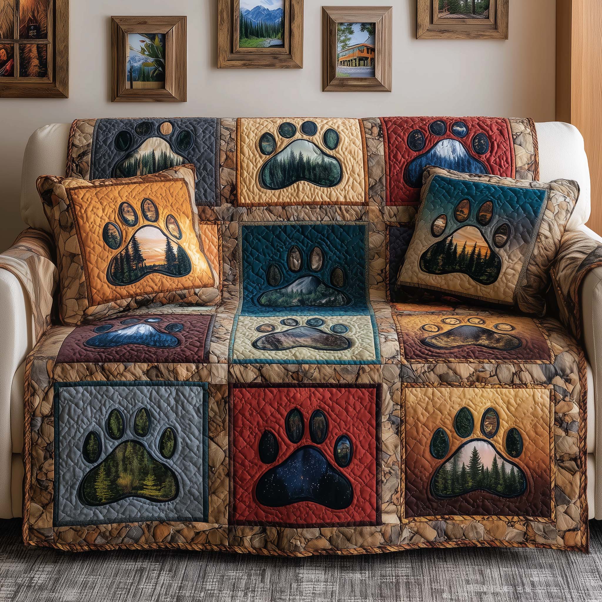 Paws Patchwork Quilted Sofa Cover GFTOYC1902 – Patchique Store